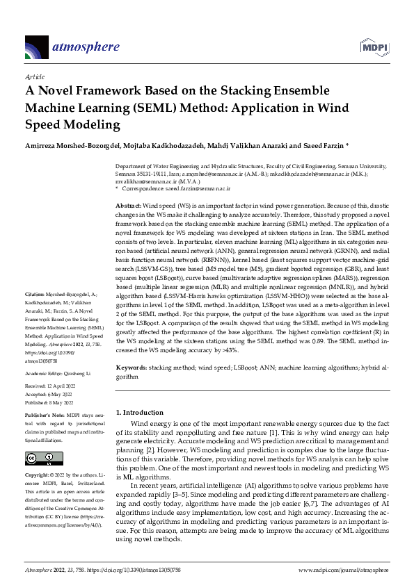 Pdf A Novel Framework Based On The Stacking Ensemble Machine Learning