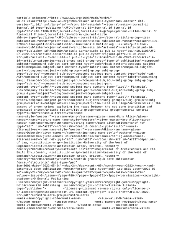 Editorial: The ascent of green crime: exploring the nexus between the ...