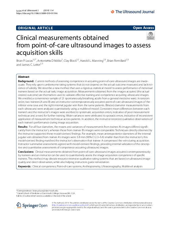 (PDF) Clinical measurements obtained from point-of-care ultrasound ...