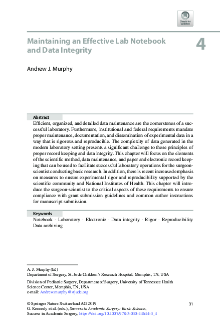 (PDF) Maintaining an Effective Lab Notebook and Data Integrity