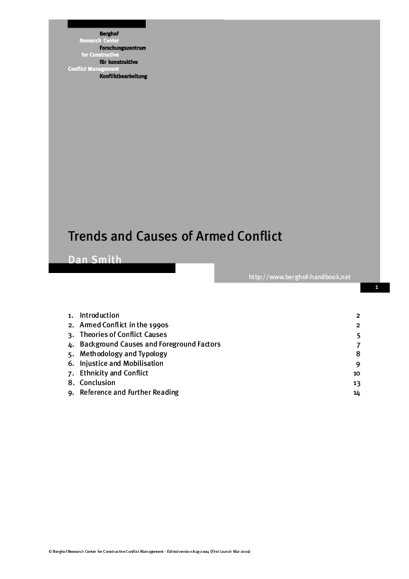 (PDF) Trends and Causes of Armed Conflict