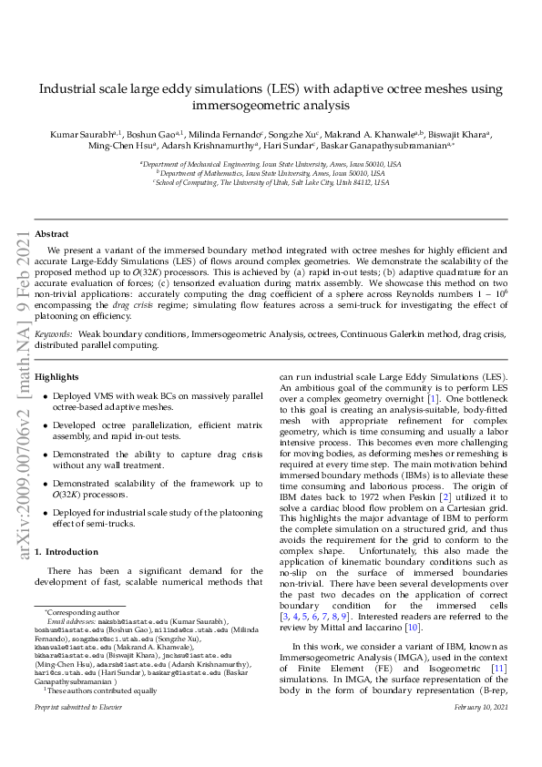 (PDF) Industrial scale Large Eddy Simulations with adaptive octree meshes using immersogeometric ...