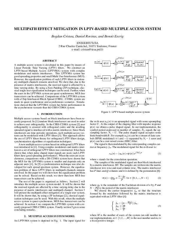 (PDF) Multipath Effect Mitigation In Lptv-Based Multiple Access System