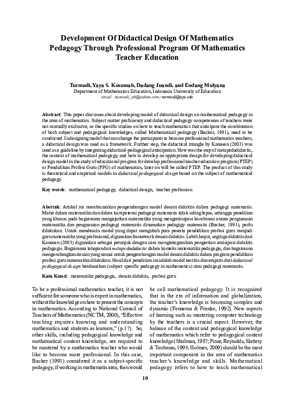(PDF) Development Of Didactical Design Of Mathematics Pedagogy Through ...