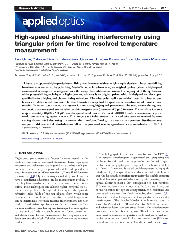 (PDF) High speed phase shifting interferometry using injection locking of the laser frequency to ...