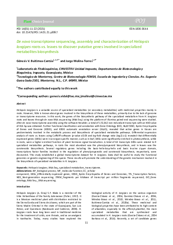 (PDF) De novo transcriptome sequencing, assembly and characterization ...