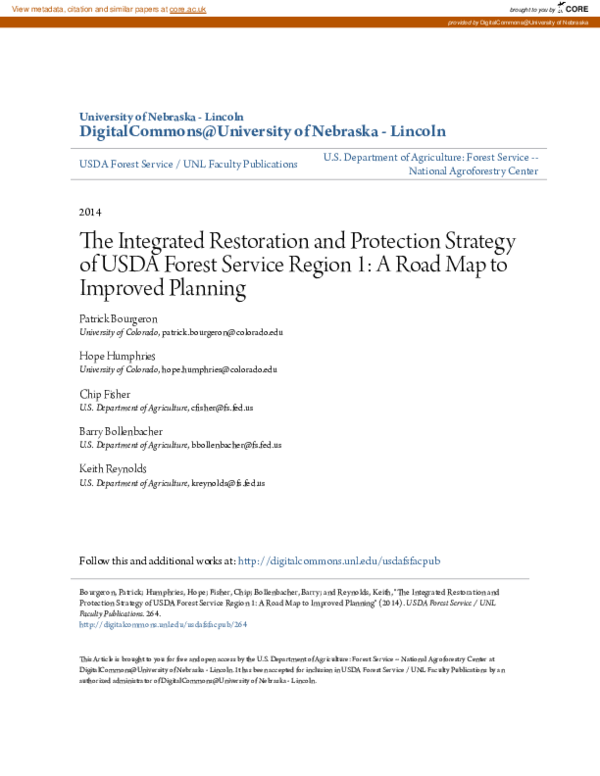 (PDF) The Integrated Restoration and Protection Strategy of USDA Forest ...