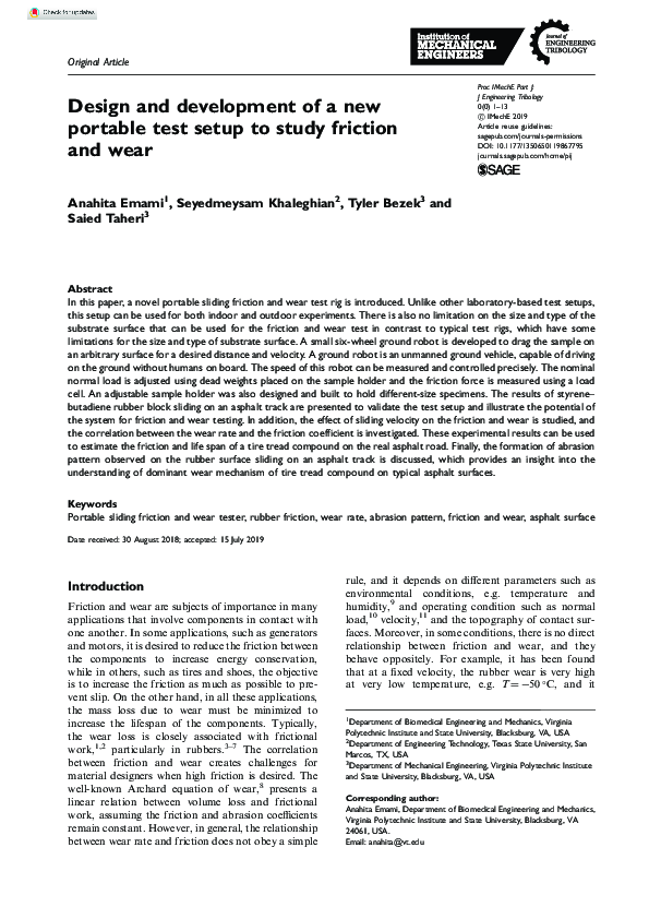 (PDF) Design and development of a new portable test setup to study ...