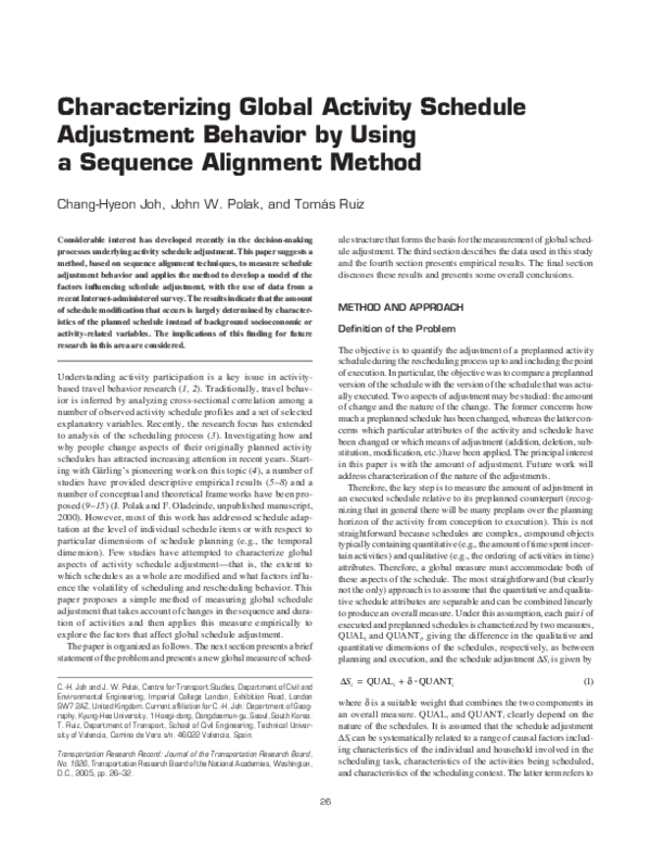 (PDF) Characterizing Global Activity Schedule Adjustment Behavior by ...