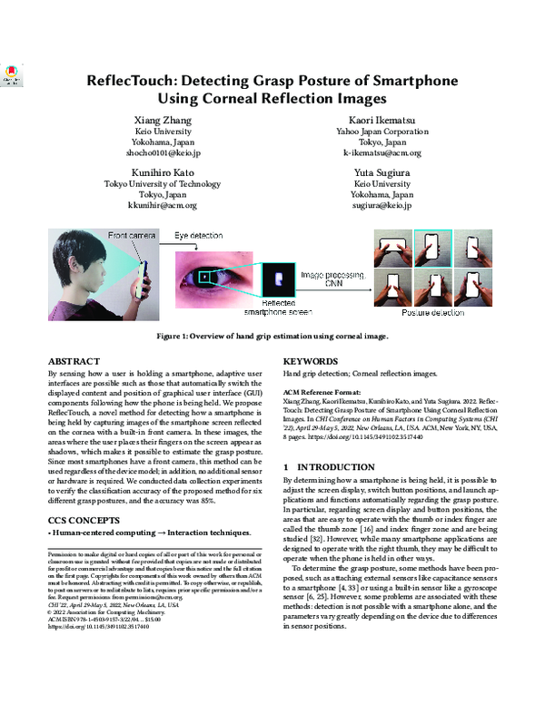 (PDF) ReflecTouch: Detecting Grasp Posture of Smartphone Using Corneal ...