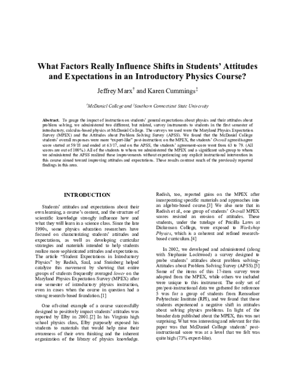 (PDF) What Factors Really Influence Shifts in Students’ Attitudes and ...