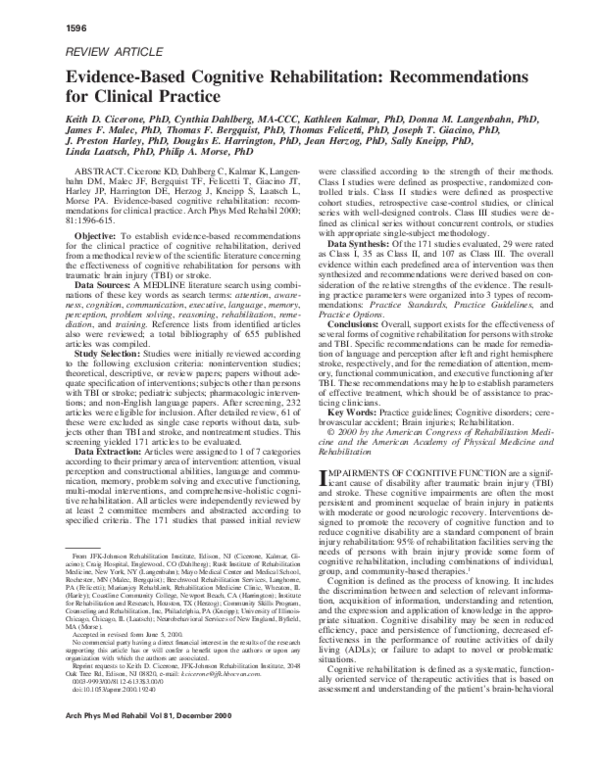 (PDF) Cognitive Rehabilitation Best Practices