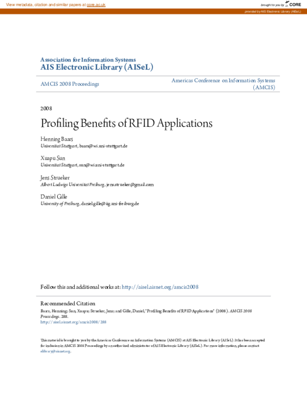 (PDF) Profiling Benefits of RFID Applications (PDF) Profiling Benefits of RFID Applications