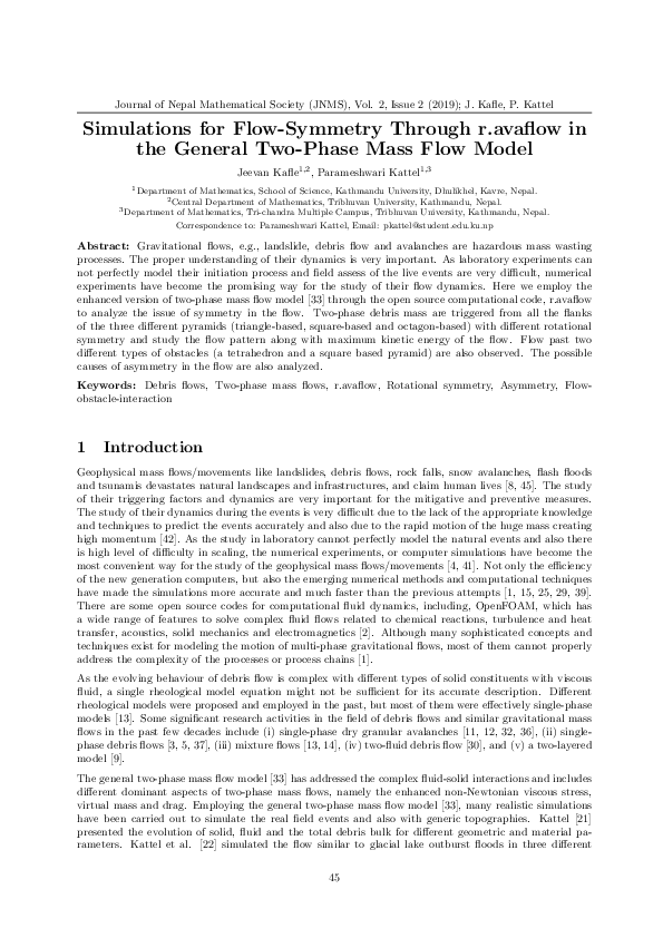 (PDF) Simulations for Flow-Symmetry Through r.avaflow in the General ...