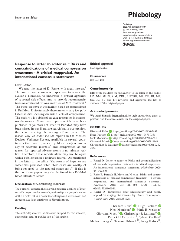 (PDF) Response to letter to editor regarding: “Risks and contraindications of medical ...
