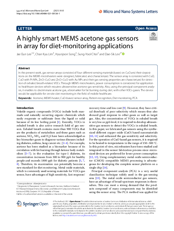 (PDF) A highly smart MEMS acetone gas sensors in array for diet ...