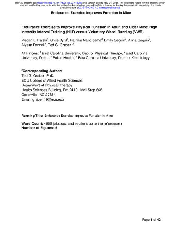 (PDF) Endurance Exercise to Improve Physical Function in Adult and ...