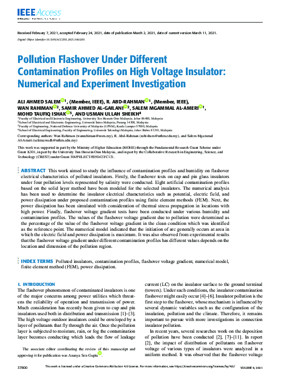 (PDF) Pollution Flashover Under Different Contamination Profiles on ...