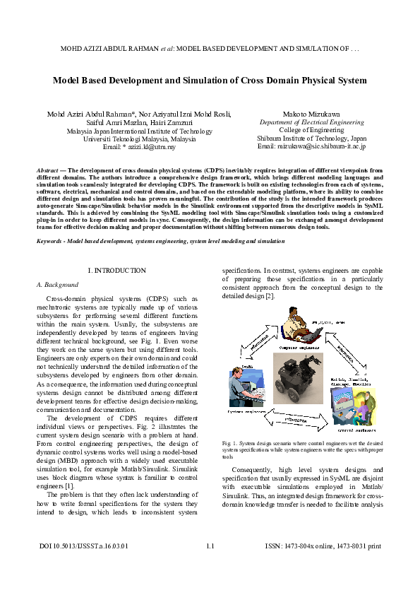 (PDF) Model Based Development and Simulation of Cross Domain Physical System