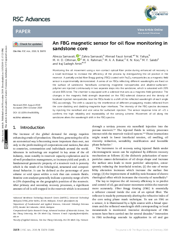 (PDF) An FBG magnetic sensor for oil flow monitoring in sandstone core