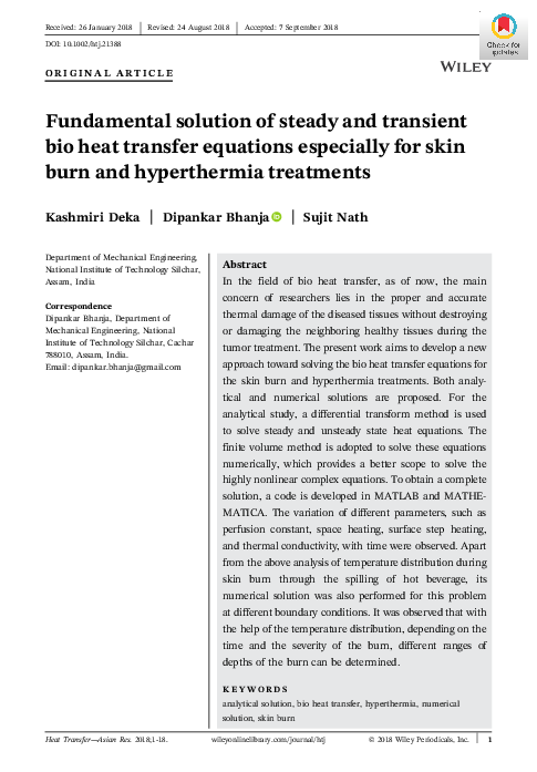 (PDF) Fundamental solution of steady and transient bio heat transfer ...