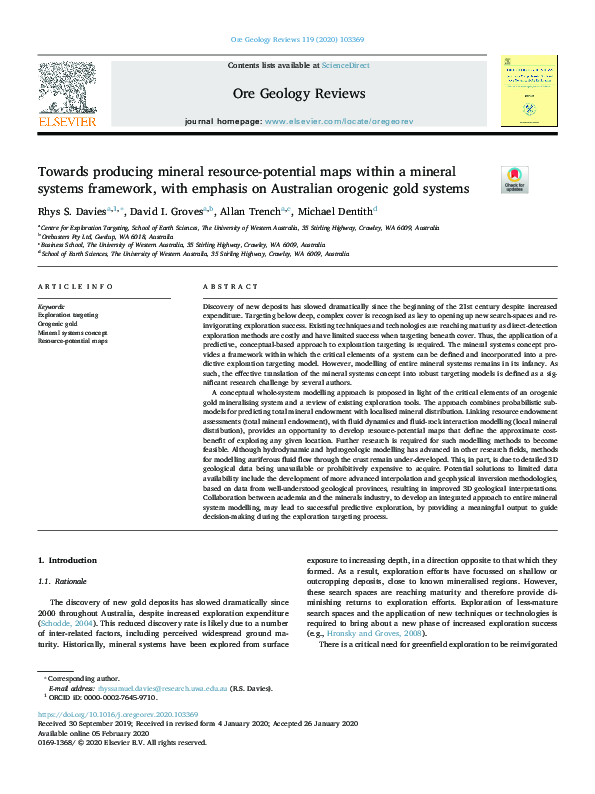 (PDF) Towards producing mineral resource-potential maps within a ...