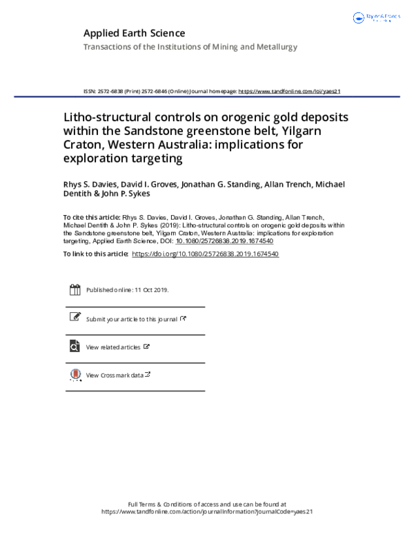 (PDF) Litho-structural controls on orogenic gold deposits within the Sandstone greenstone belt ...