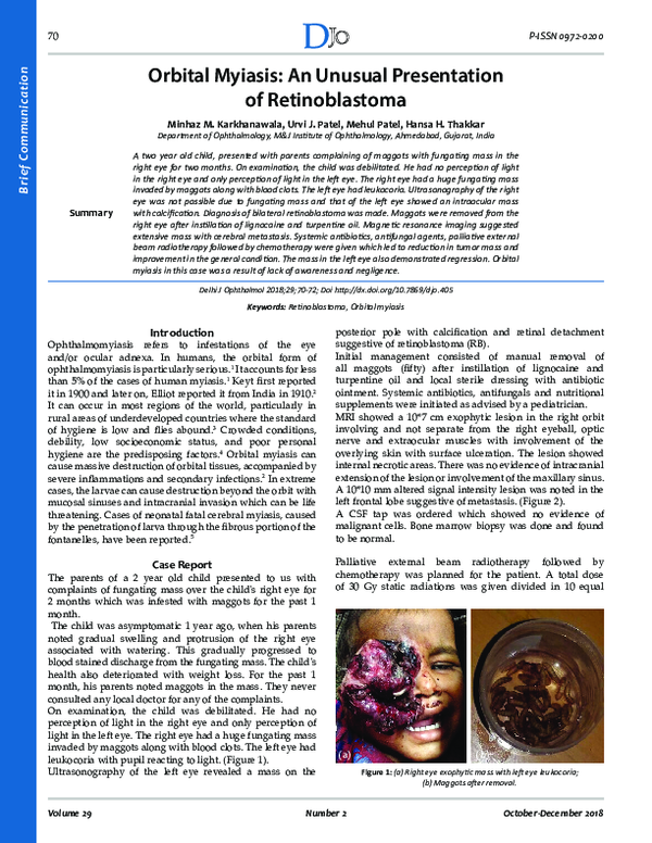 (PDF) Orbital Myiasis: An Unusual Presentation of Retinoblastoma