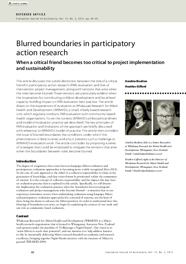 (PDF) Blurred Boundaries in Participatory Action Research