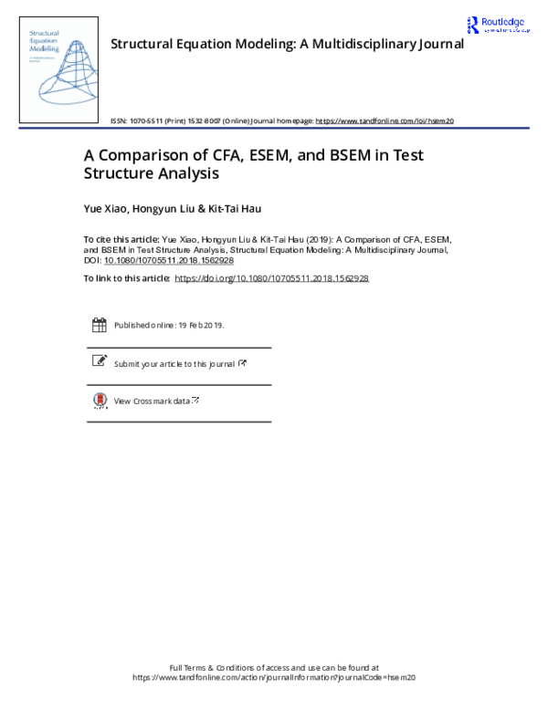 (PDF) A Comparison of CFA, ESEM, and BSEM in Test Structure Analysis