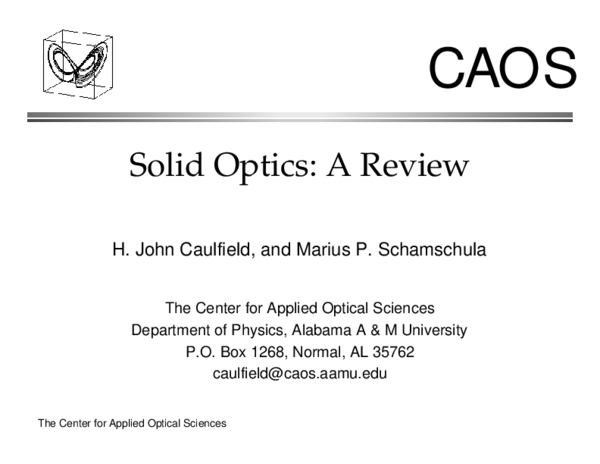 (PDF) Solid optics: a review