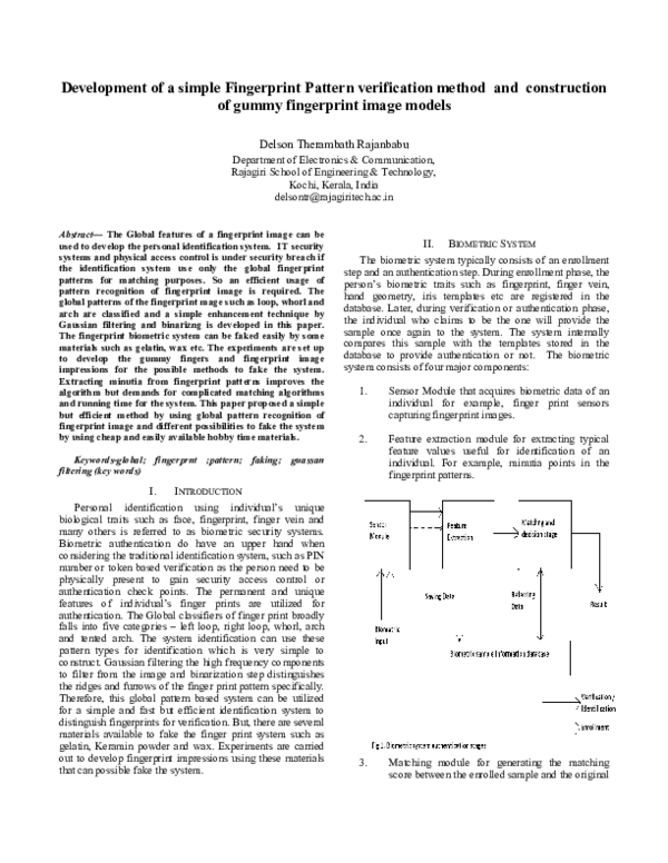 (PDF) Development of a simple Fingerprint Pattern verification method and construction of gummy ...