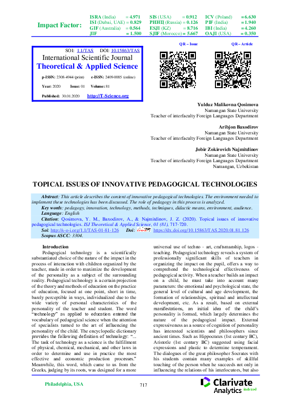 (PDF) Topical Issues of Innovative Pedagogical Technologies