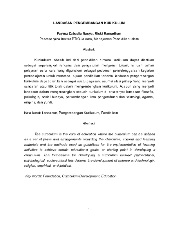 (DOC) LANDASAN PENGEMBANGAN KURIKULUM