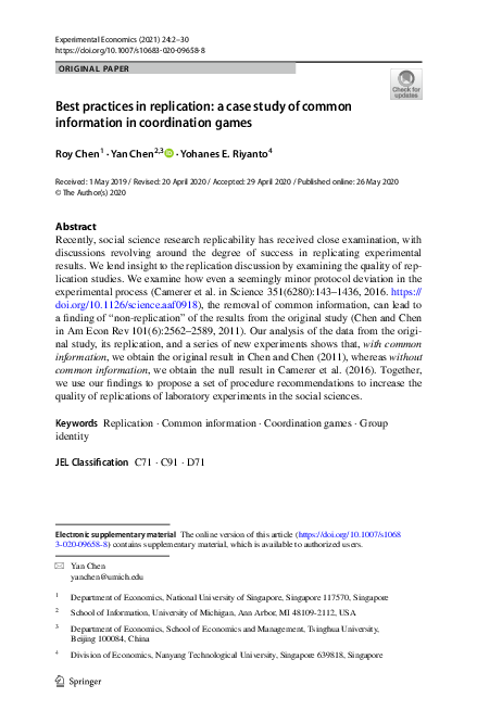 (PDF) Best practices in replication: a case study of common information in coordination games