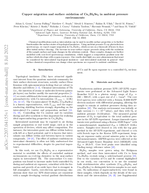 (PDF) Copper migration and surface oxidation of $\text{Cu}_{x}\text{Bi ...