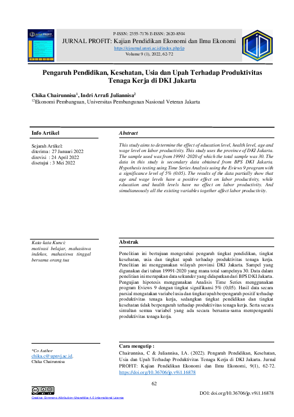 (PDF) Pengaruh Pendidikan, Kesehatan, Usia Dan Upah Terhadap Produktivitas Tenaga Kerja DI Dki ...