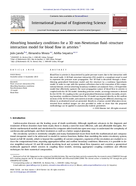 (PDF) Absorbing boundary conditions for a 3D non-Newtonian fluid–structure interaction model for ...