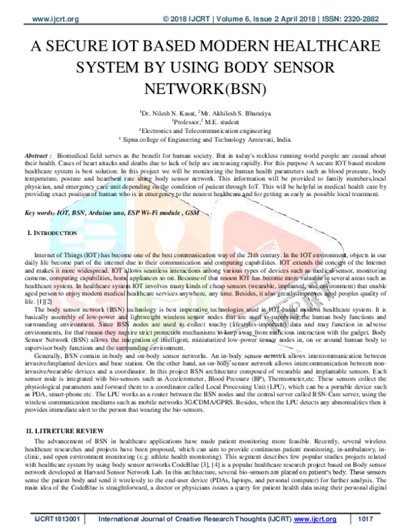 (PDF) A Secure Iot Based Modern Healthcare System by Using Body Sensor ...