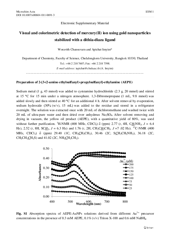 (PDF) Visual and colorimetric detection of mercury(II) ion using gold ...