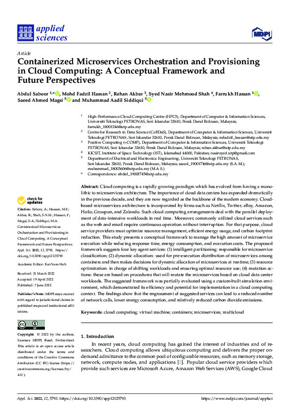 (PDF) Containerized Microservices Orchestration and Provisioning in Cloud Computing: A ...