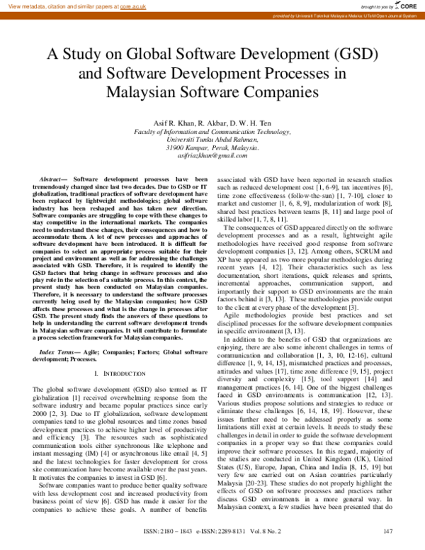 (PDF) A Study on Global Software Development (GSD) and Software Development Process in Malaysian ...