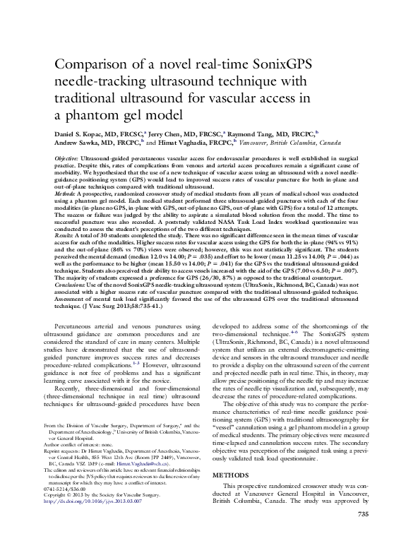 (PDF) Comparison of a novel real-time SonixGPS needle-tracking ...
