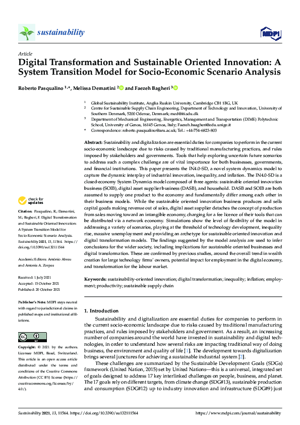 (PDF) Digital Transformation and Sustainable Oriented Innovation: A System Transition Model for ...