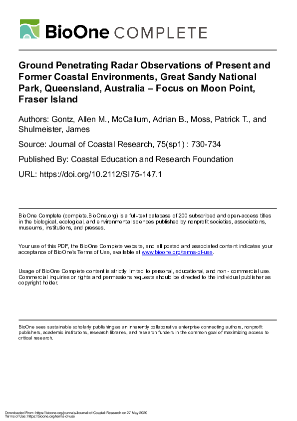 (PDF) Ground Penetrating Radar Observations of Present and Former ...