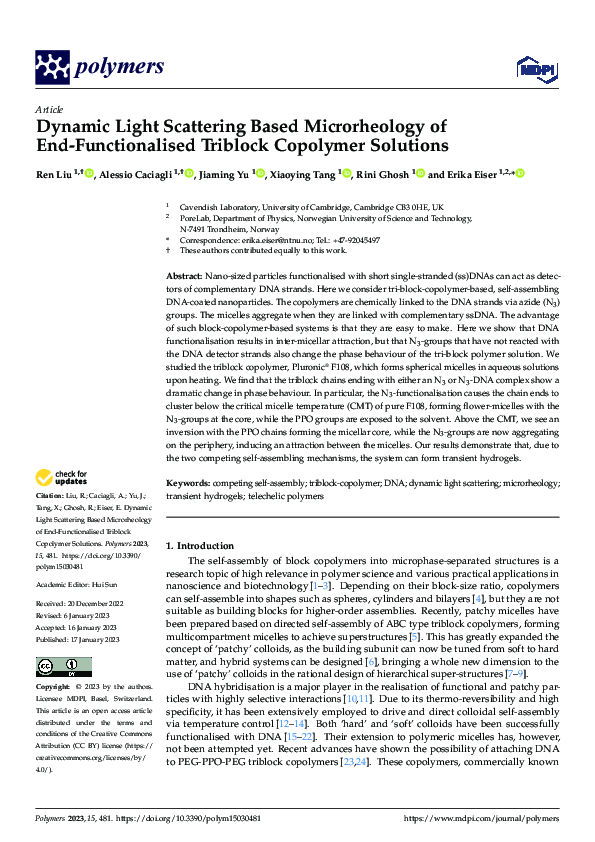 (PDF) Dynamic Light Scattering Based Microrheology of End ...