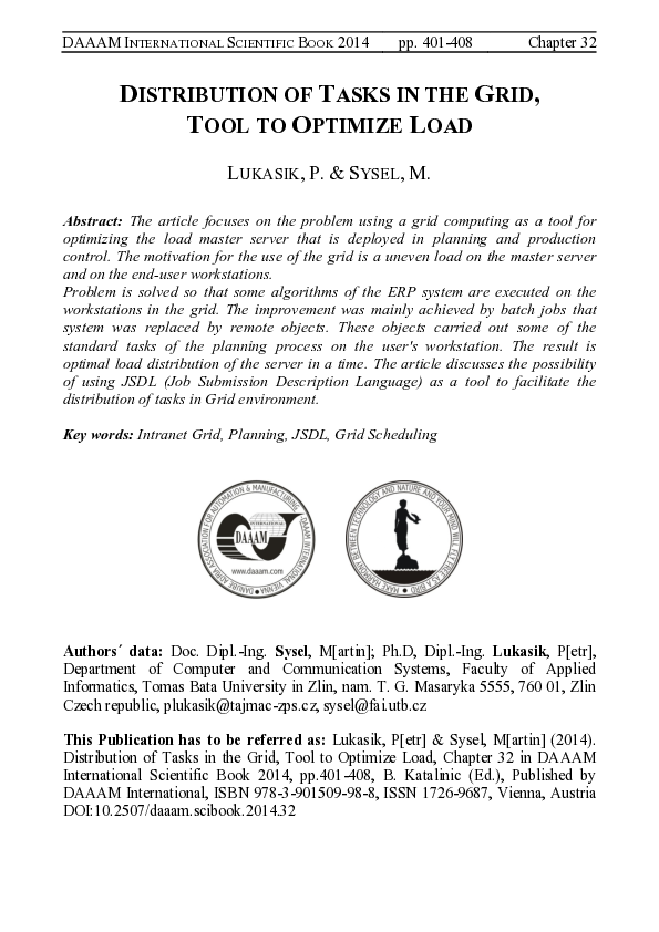 (PDF) Distribution of Tasks in the Grid, Tool to Optimize Load