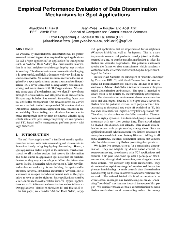 (PDF) Empirical performance evaluation of data dissemination mechanisms ... (PDF) Empirical performance evaluation of data dissemination mechanisms ...