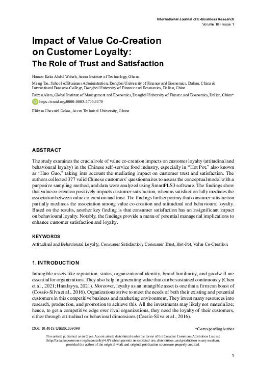 (PDF) Impact of Value Co-Creation on Customer Loyalty