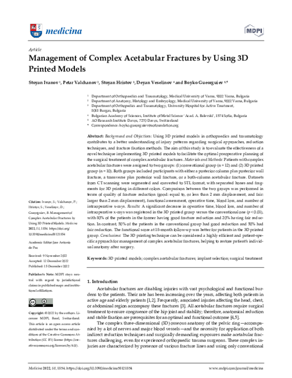 (PDF) Management of Complex Acetabular Fractures by Using 3D Printed Models